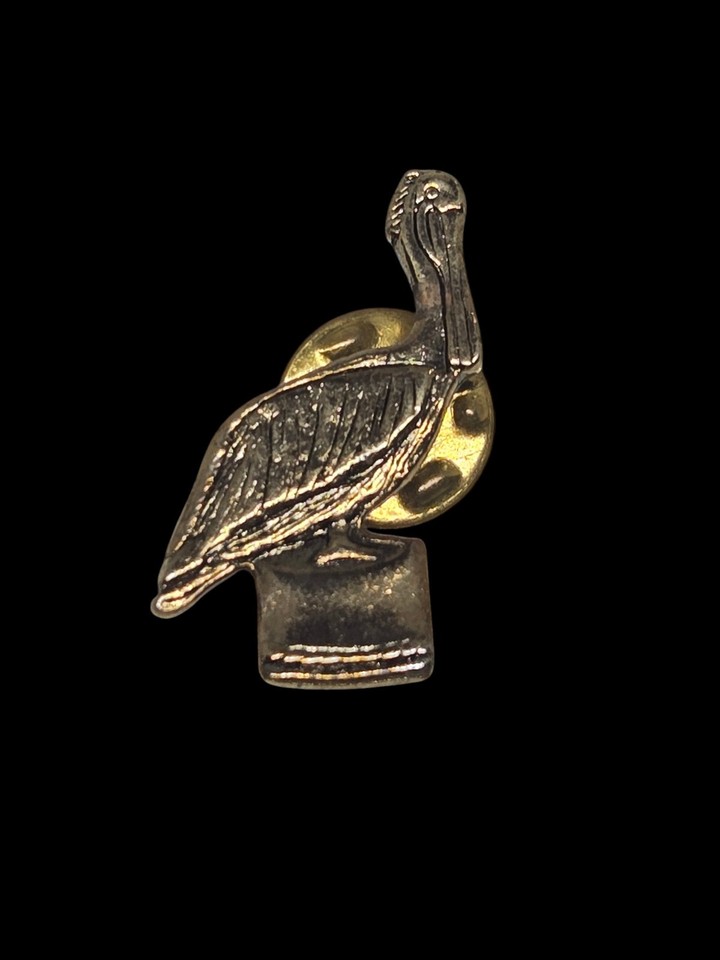 Vintage Gold Tone Pelican Lapel Tie Hat Bird Pin Brooch Nautical ...