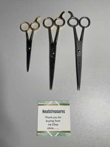 3-Pair ICE Scissors GROOMING Shears Tempered Steele (2) golden eyes 1-5 ...