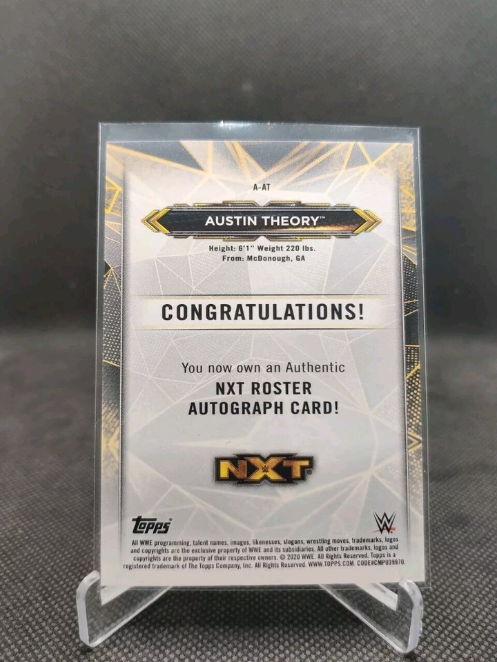 2020 Topps WWE NXT Roster Bronze /99 A-AT Austin Theory Rookie Auto ...