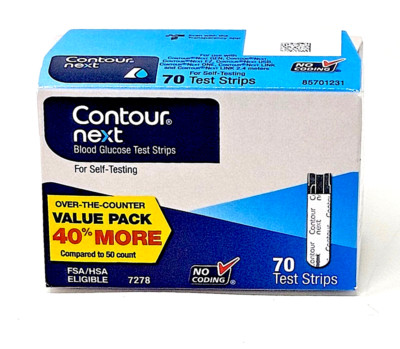 Contour Next Blood Glucose Test Strips-70 Count-Factory Sealed Exp.11 ...