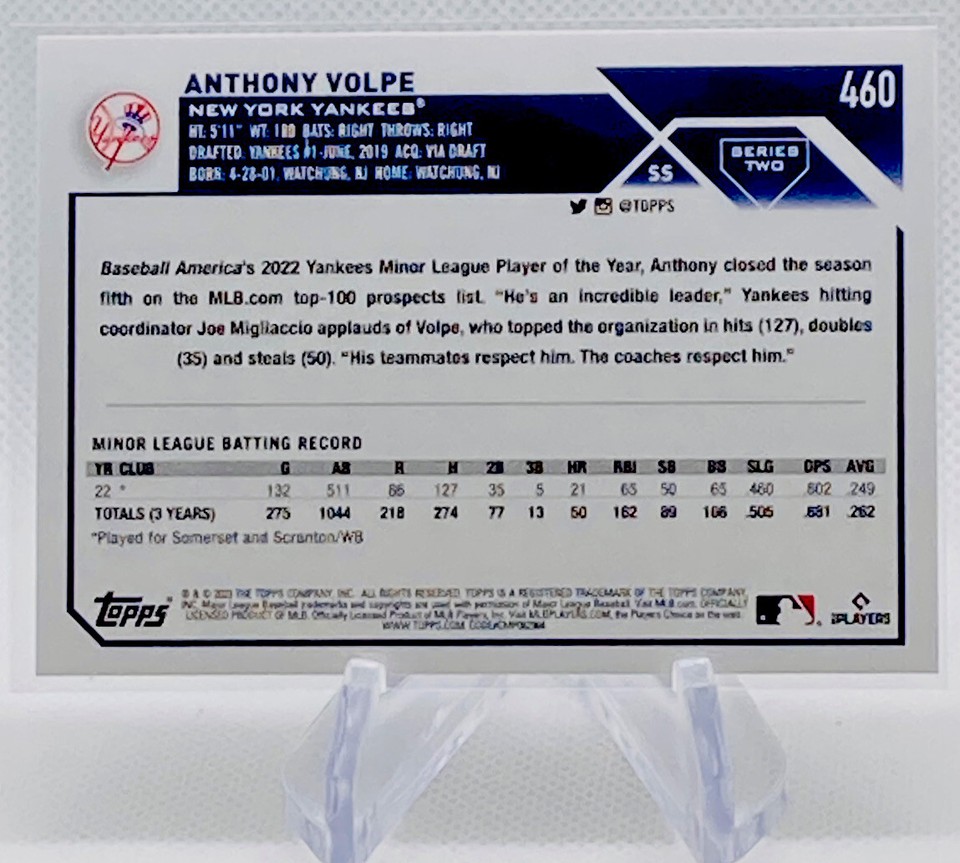 2023 Topps Series 2 Anthony Volpe Rookie Card #460 - Yankees | eBay