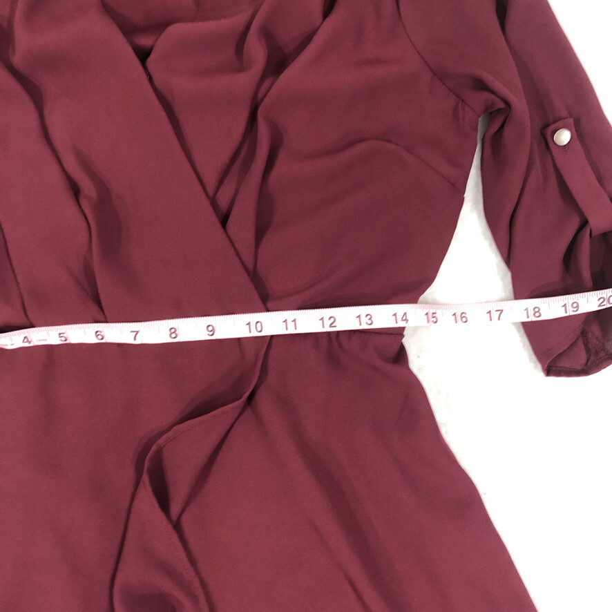 Monteau Dress Women Medium Burgundy Red Chiffon Wrap … Gem