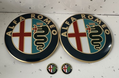 74mm X2 ALFA ROMEO BADGE 147 156 159 BRERA MITO GIULIETTA GIULIA + Key ...