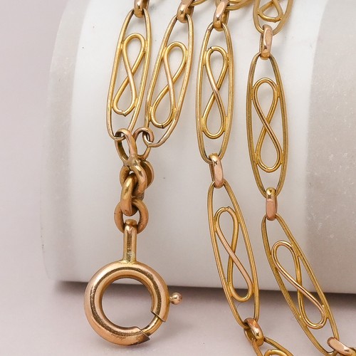Antique Victorian 59” Fancy Infinity Link Gold Plated Chain Necklace | eBay