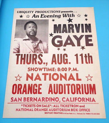 MARVIN GAYE MOTOWN MUSIC - ORIGINAL CONCERT POSTER - CALIFORNIA ...