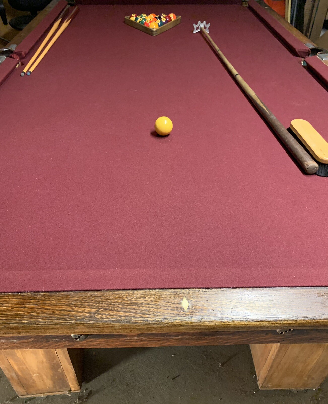 Vintage Brunswick 9’ Foot Pool Table, Circa 1896 Era, Original Pockets ...