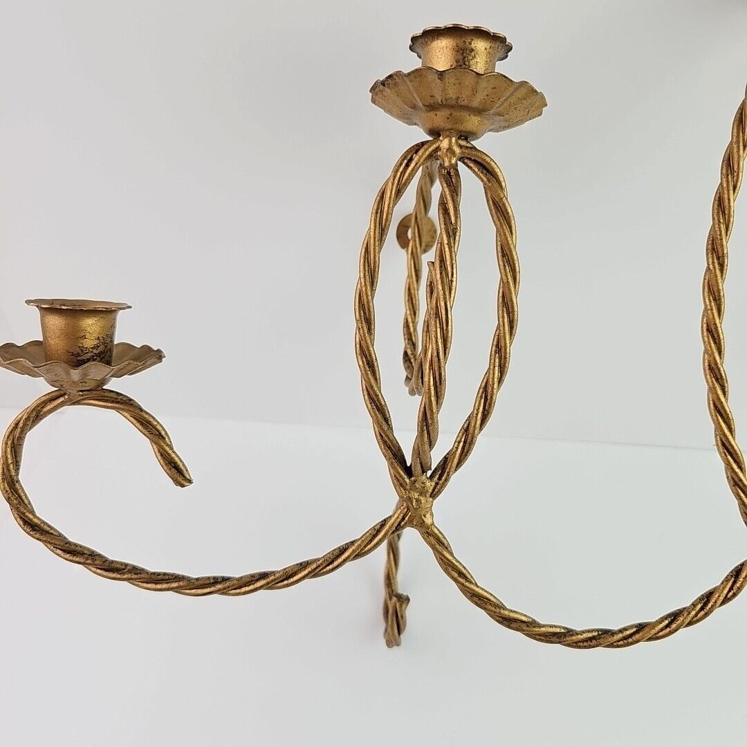 Vtg HOME INTERIOR Homco Gold Metal Twisted Rope Wall Sconce 5 Candle ...