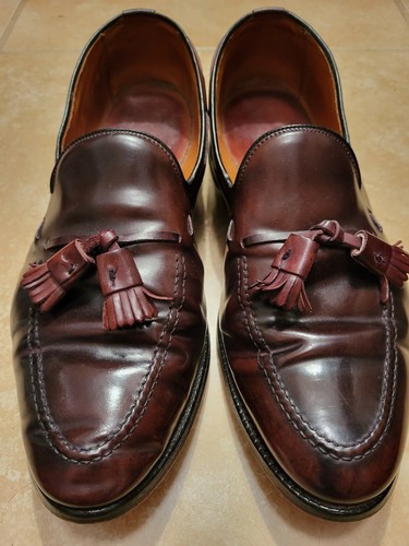 ALLEN EDMONDS GRAYSON Burgundy SHELL CORDOVAN Tassel Loafers 12D ...