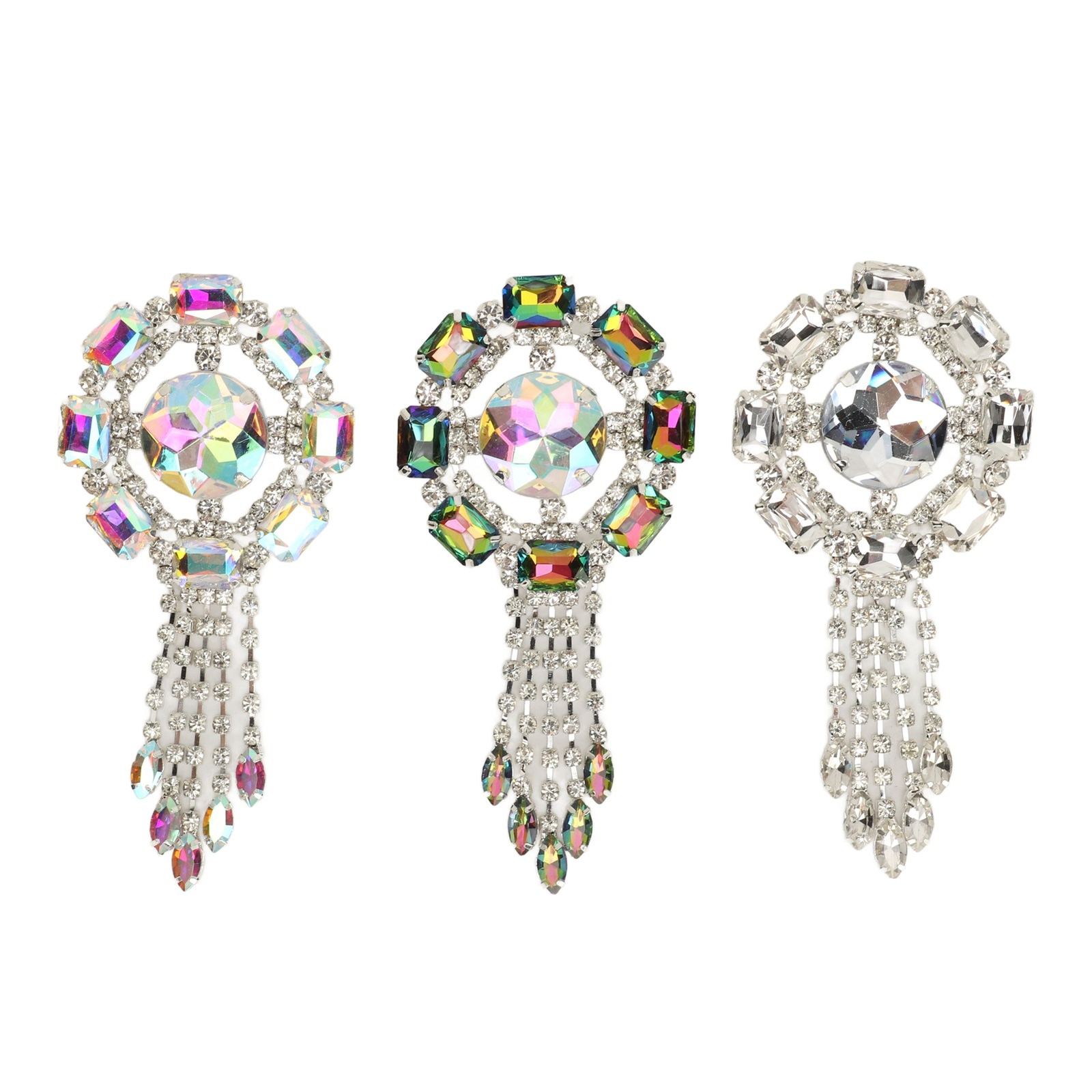 3pcs Crystal Glass Rhinestone Brooch 3 Colors Tassel Rhinestone Brooch ...
