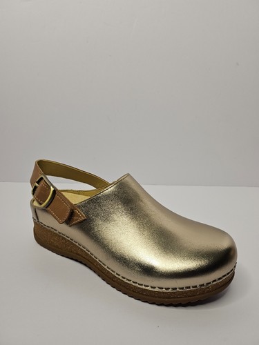 Dansko Merrin Leather Sling Back Strap Gold Clogs Size Eu 37/US 6.5 New ...