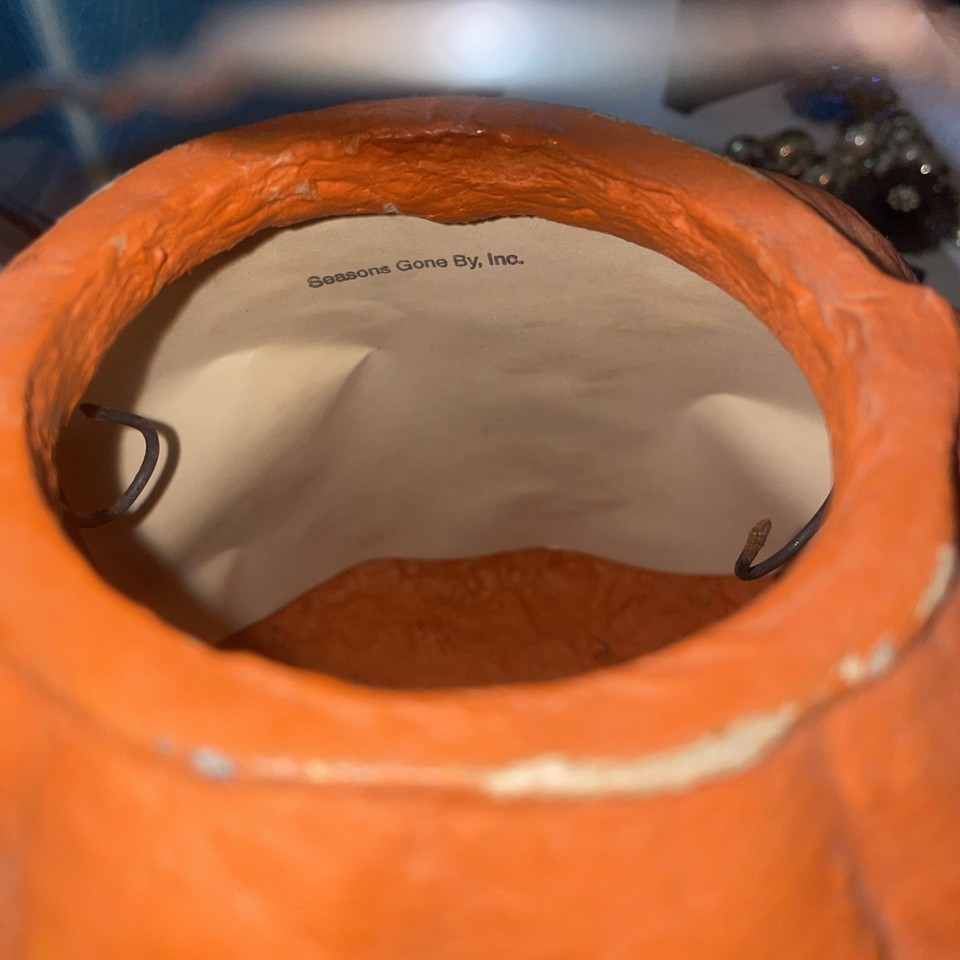 Vintage Halloween Seasons Gone By Paper Mache JOL Banjo Smile Pumpkin ...