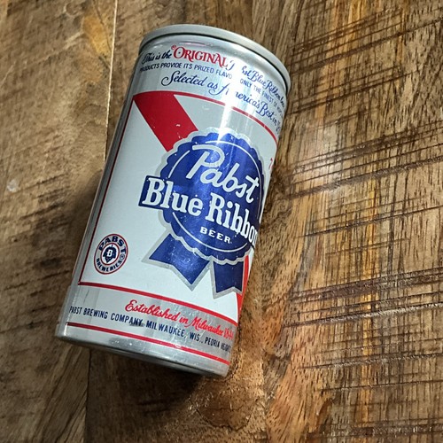 Vintage 7 oz PABST BLUE RIBBON Pull Tab Beer Can Alum. Pretty Can See ...