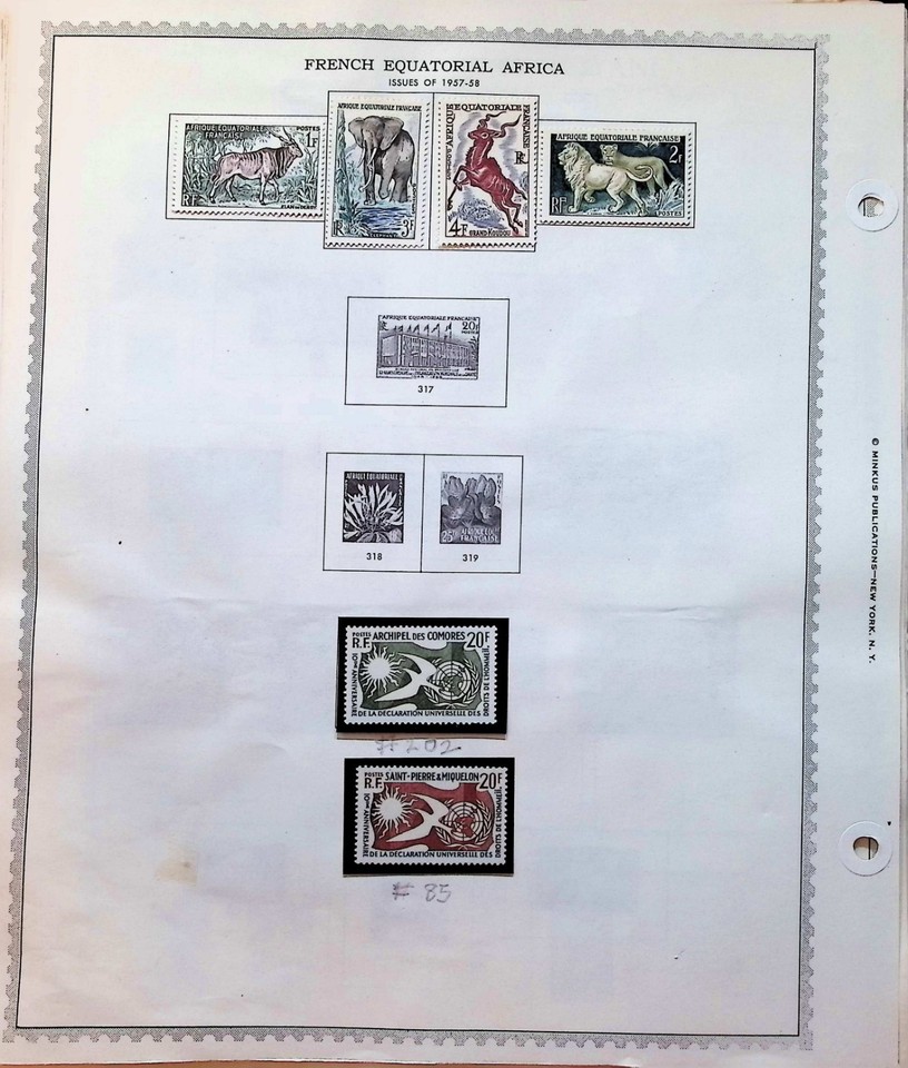 French Colonies Collection In Minkus Album Pages 1859-1970s | eBay