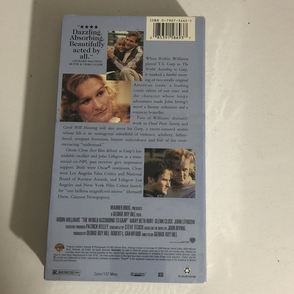 The World According To Garp Vhs Tape Robin Williams Glenn Close John ...