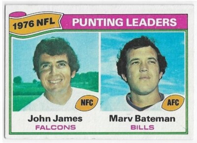 1976 NFL PUNTNG LEADERS JOHN JAMES MARV BATEMAN 1977 Topps card #6 ...