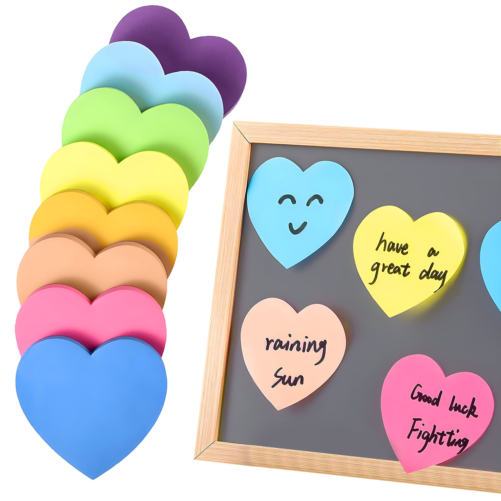 560sheets Sticky Note Cute 3inch Memo School Office Smooth Heart Shaped ...