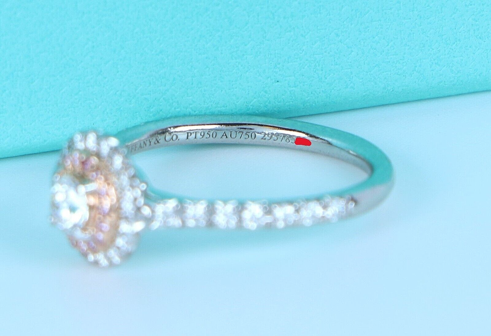 Tiffany & Co Platinum 18k Rose Gold Soleste .18ct Diamond Halo ...