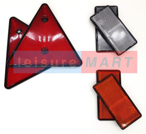 Trailer Reflector Set, Includes 2 x Triangles 2 x Clear and 2 x Amber ...