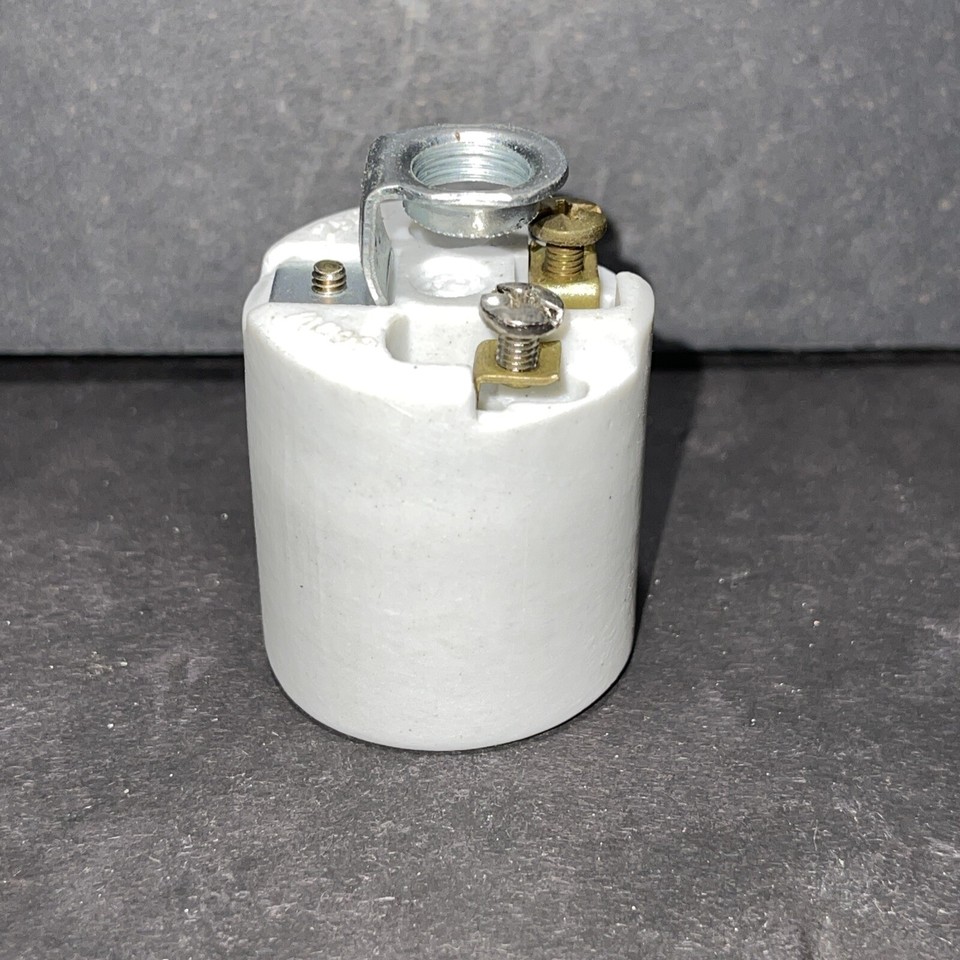 PORCELAIN MEDIUM BASE 1/8-27 IPS HICKEY THREADED KEYLESS LAMP SOCKET ...