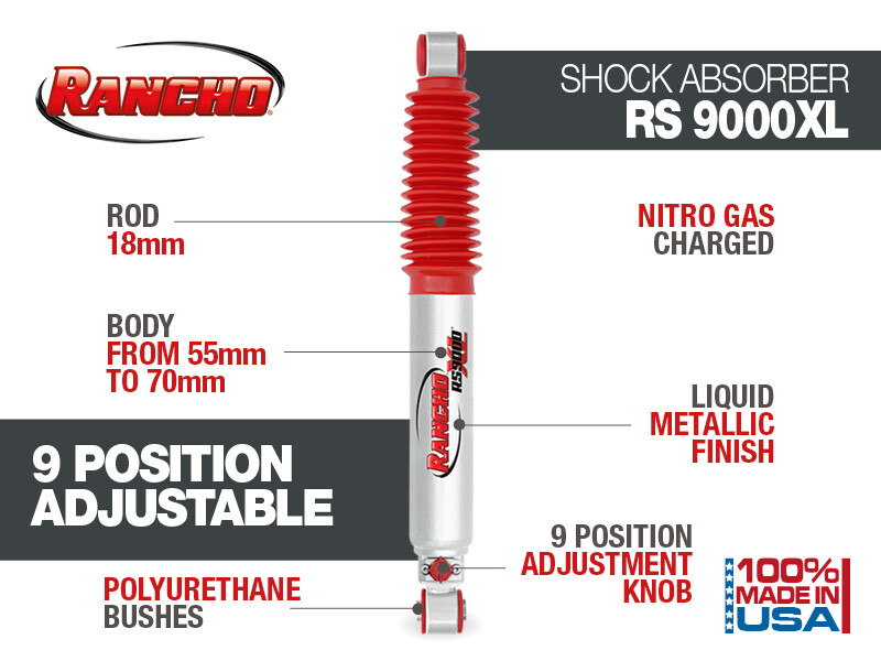 Rancho Quick Leveling Strut + RS9000XL Adj Shocks Set Fits 03-22 ...