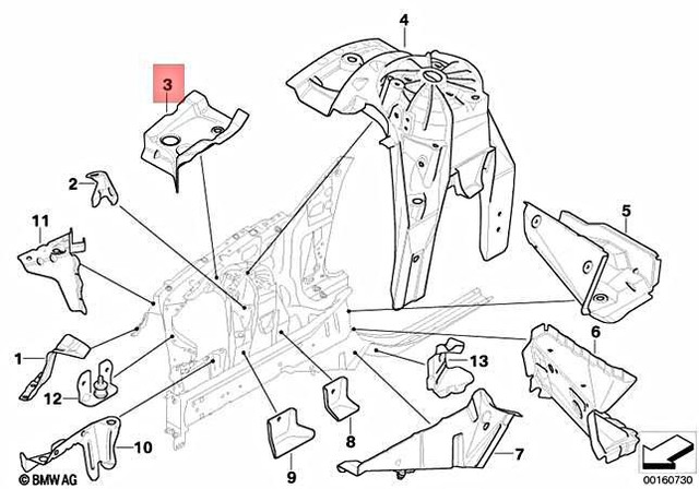 OEM BMW 5 E60 Front Right Supporting Strut Panel Cover 41217111810 ...