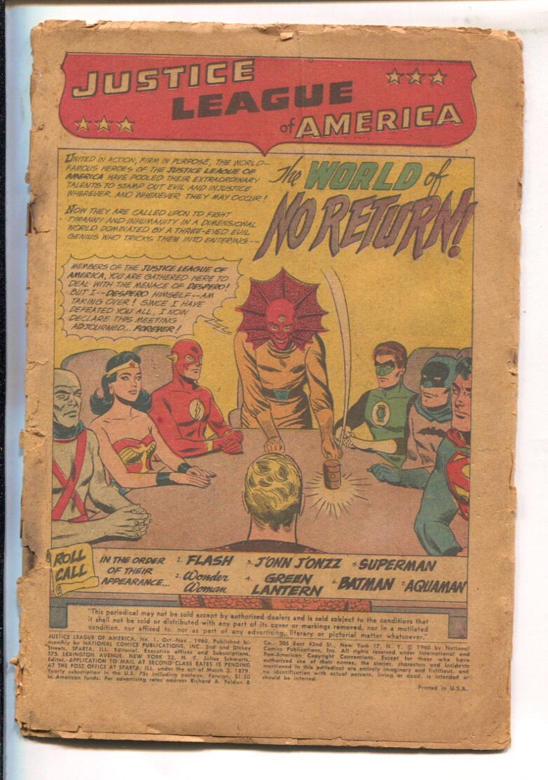 Justice League of America #1 1960 - DC -P - Comic Book | eBay