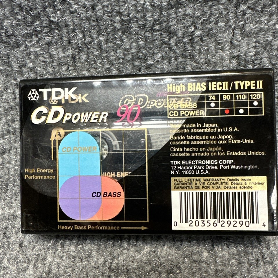 New TDK CD Power High Bias 90 Min blank audio cassette Type II New ...