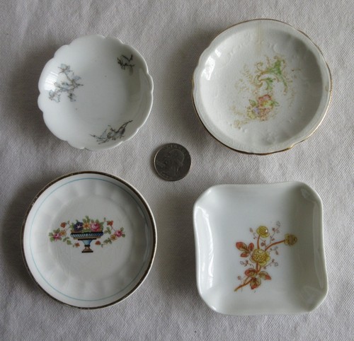 Vintage Butter Pats LOT of 4 - White Body with flowers 1 Limoge and 1 ...