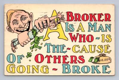 Man Ripping Someone Open w Cash Falling Out "Going Broke" Antique Money ...
