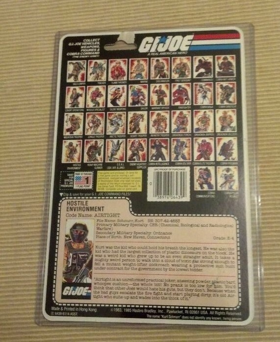 1985 Vintage GI Joe Airtight Uncut File Card full cardback filecard in ...