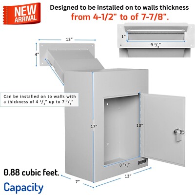 Through The Wall Key Drop Box Adjustable Chute Deposit Safe Secure Rent ...