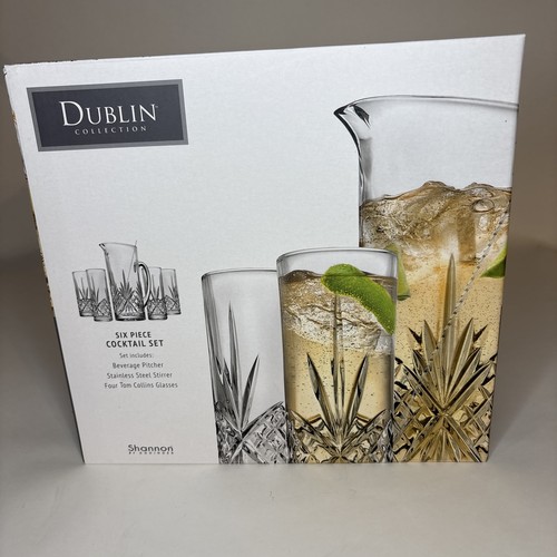 Crystal Pitcher 4 Glasses Piece Set Shannon Dublin New in Box cocktail ...
