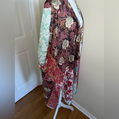 Boho Kimono Multi-Colored NWOT OS Patchwork Fringe Spring Break Easter ...