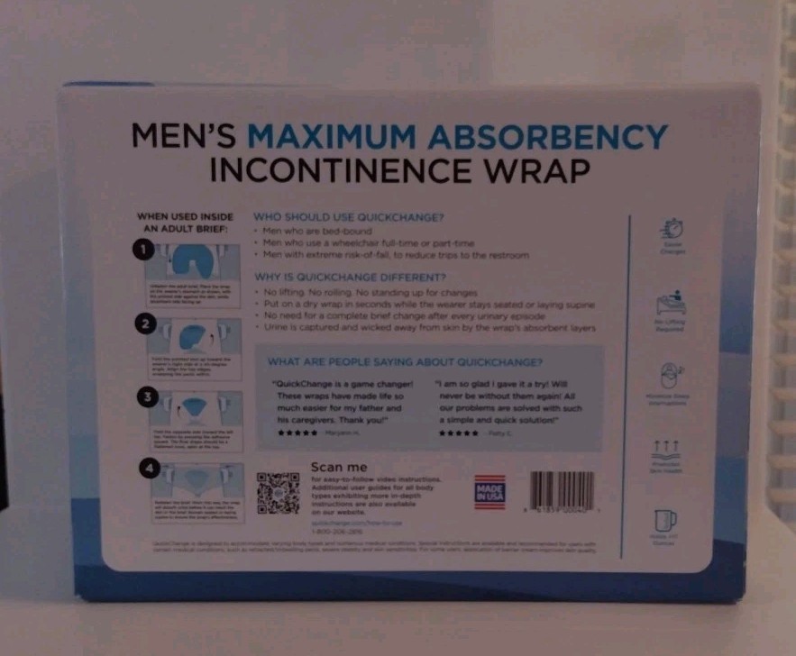 QuickChange Male Incontinence Urine Wrap 35 Count Sealed Holds Up To 17 ...