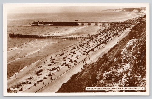 Undercliff Drive Pier Bournemouth Dorset England RPPC Postcard | eBay