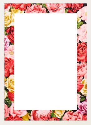 20 Sheets 5 Envelopes A5 Letter Set UNLINED: pink yellow roses on black ...