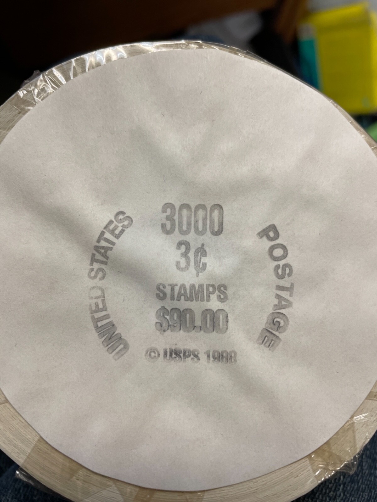 RARE 1988 3 CENT STAMPS 3000 STAMP COIL ROLL ORIGINAL WRAPPING ...