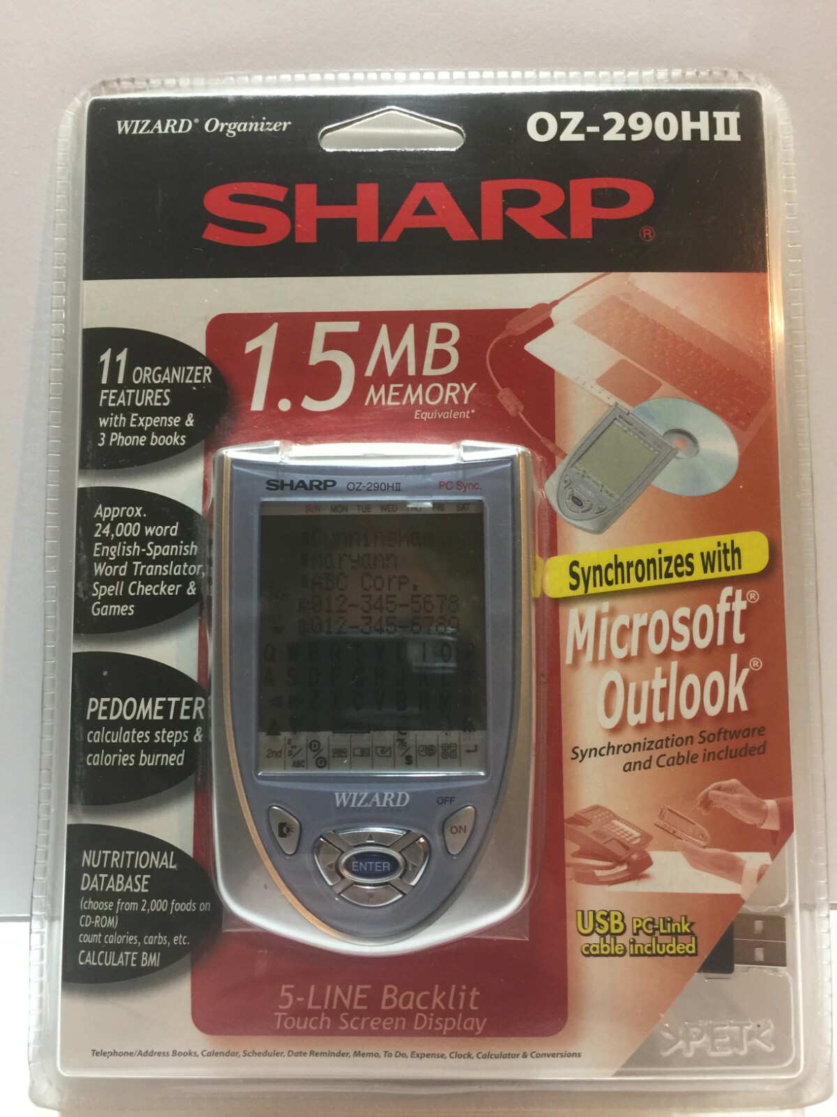 Sharp Wizard Organizer Model OZ-290H Touch Screen 1.5MB Memory 5 Line ...