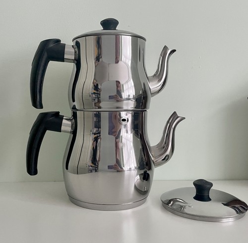 Traditional Teapot Stainless Steel Caydanlik Turkish Double Kettles XS ...