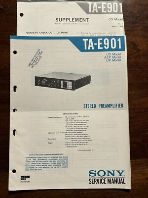 Sony TA-E901 Stereo Preamplifier Preamp Service Manual Original OEM | eBay