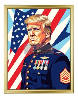 PRESIDENT DONALD TRUMP DRESSED AS A MARINE IN UNIFORM AI 8X10 GOLD ...