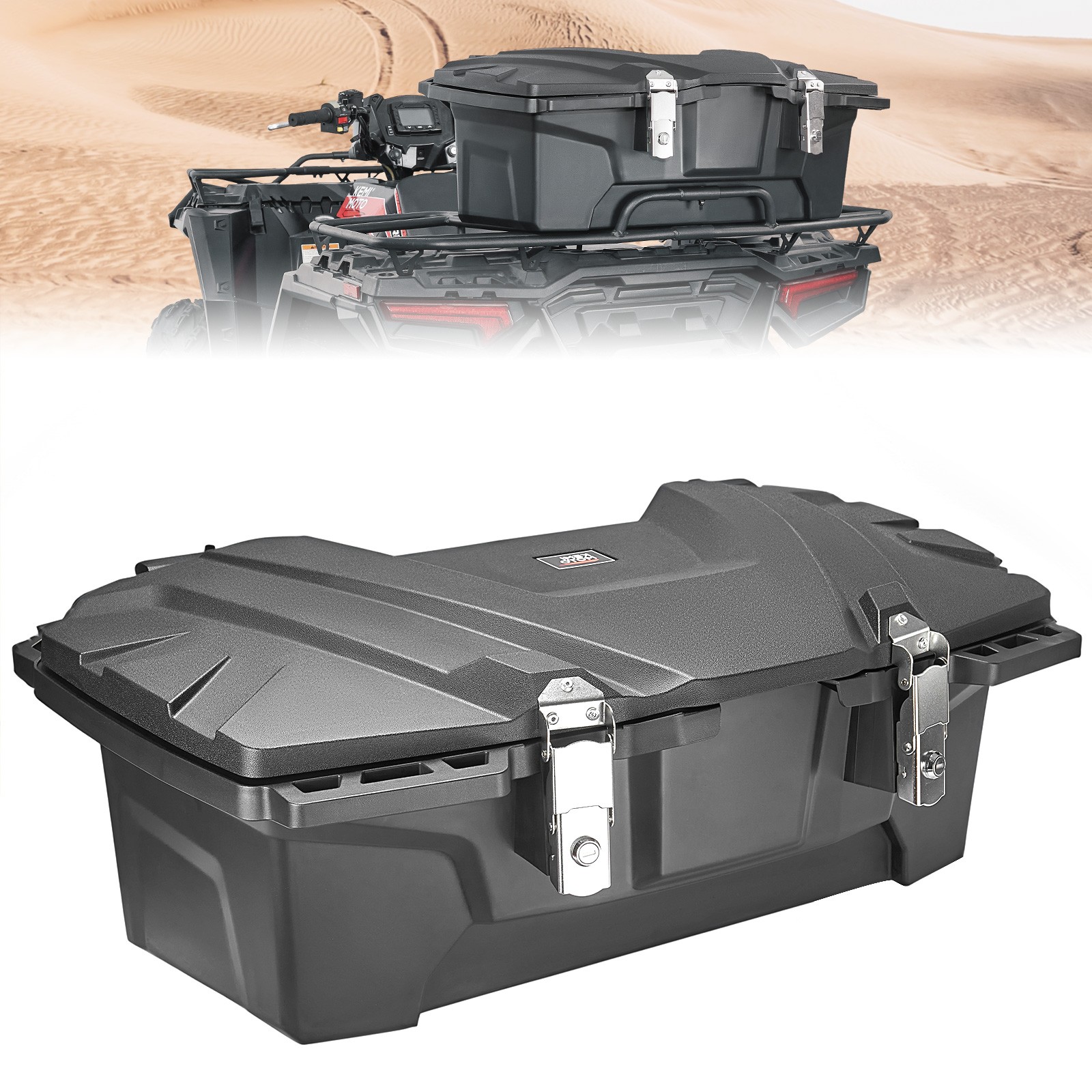 ATV Rear Rack Cargo Box Locking Storage Bed For Polaris Kawasaki 0.75 ...