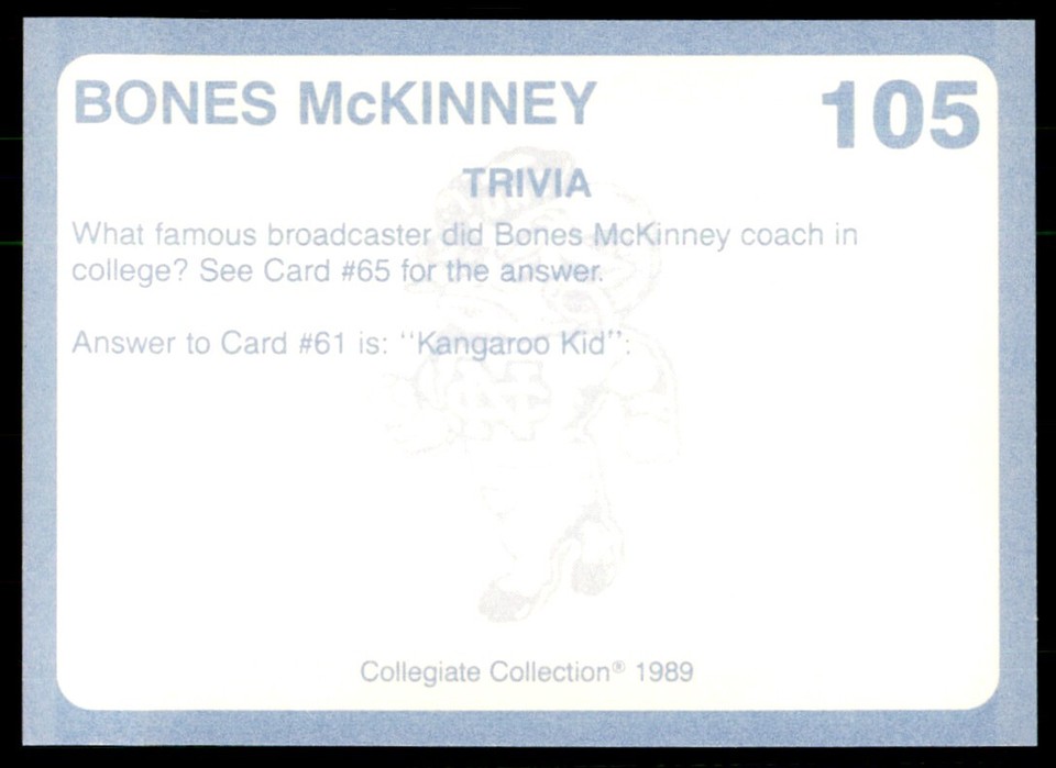 1989-90 Coca Cola Collegiate Collection Bones McKinney Basketball Cards ...