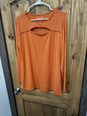 Soft Surroundings Soft Stretch Keyhole Cut Out Tee Top Shirt Orange ...