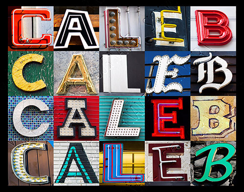 CALEB Name Poster featuring photos of actual sign letters | eBay