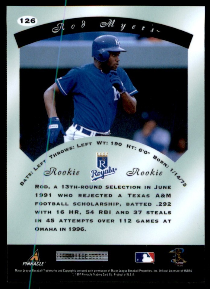 1997 PINNACLE CERTIFIED ROD MYERS RC KANSAS CITY ROYALS #126 | eBay