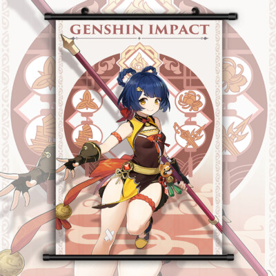 Genshin Impact Xiangling HD Banner Canvas Wall Poster Scroll Room Decor ...