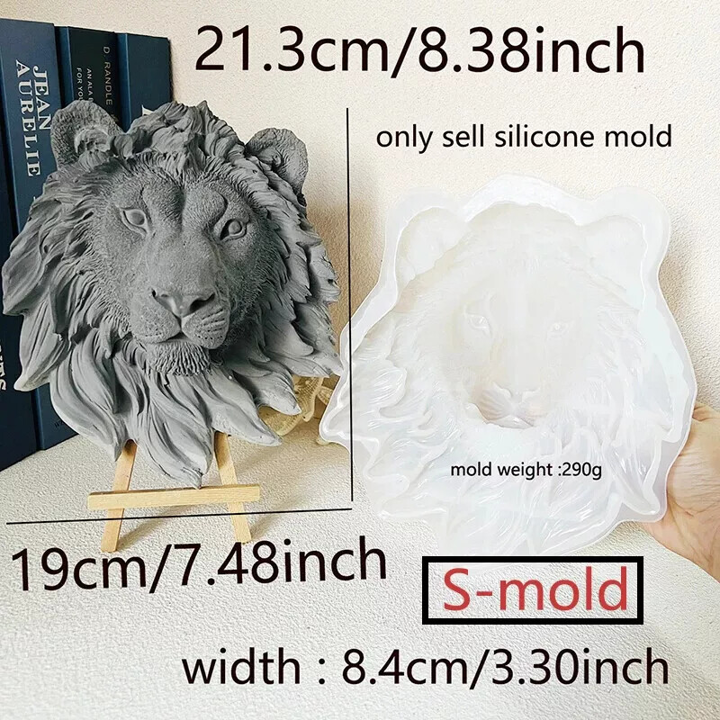 Large Lion Head Silicone Mold Wolf Bust Gypsum Cement Plaster Resin ...