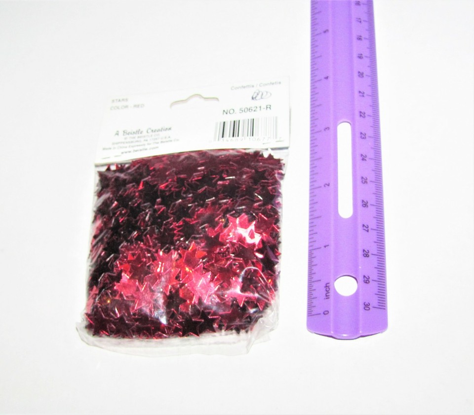 Red Metallic Confetti, Each pkg 1 oz, Stars or Hearts | eBay