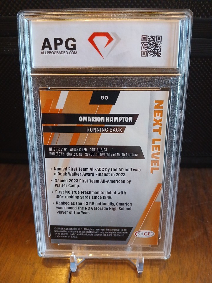 2025 Sage Omarion Hampton Next Level Black #90. APG GEM MT 10 | eBay